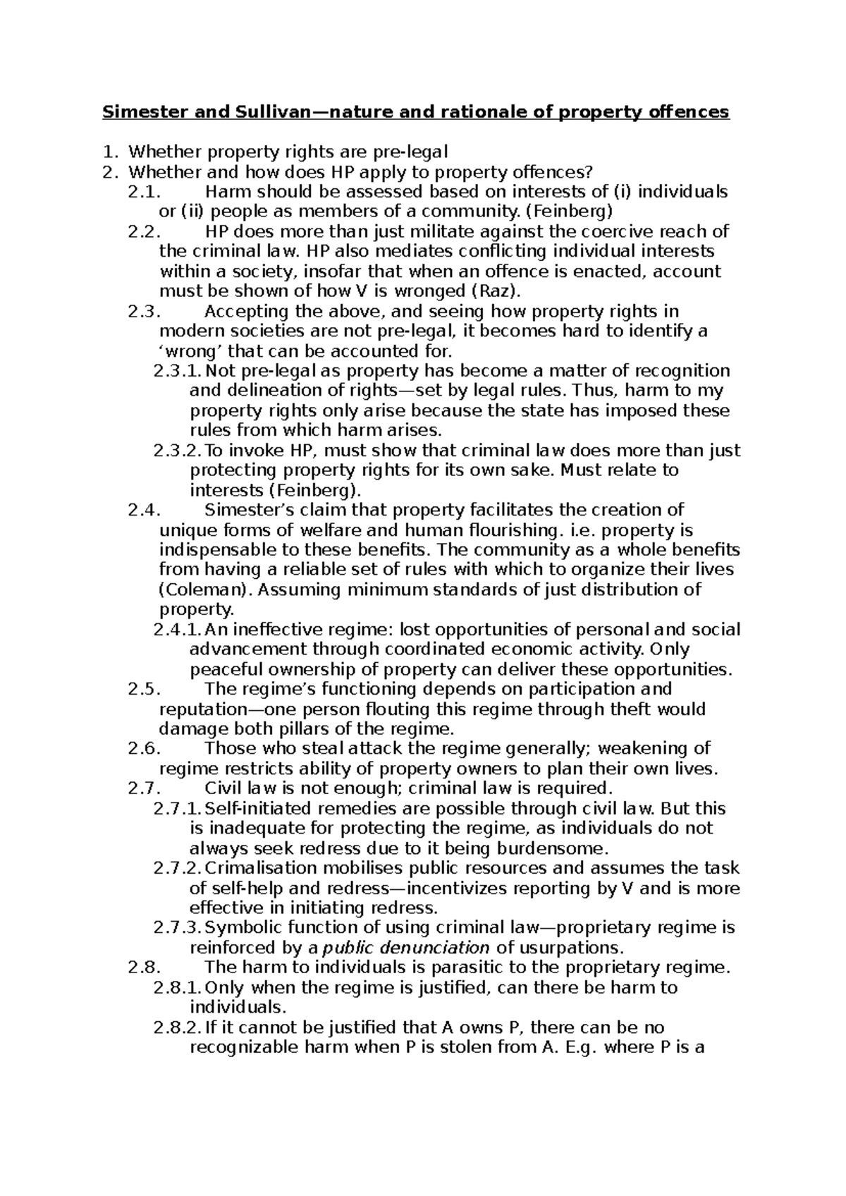 Simester - Nature & Rationale of Property Offences Analysis - Studocu