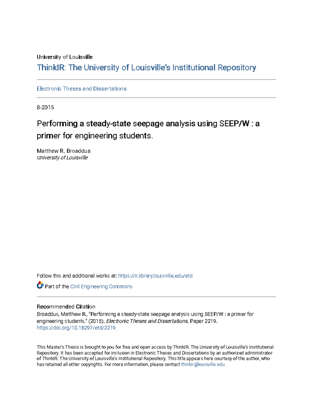 Steady-State Seepage Analysis Using SEEP/W: An Engineering Primer - Studocu