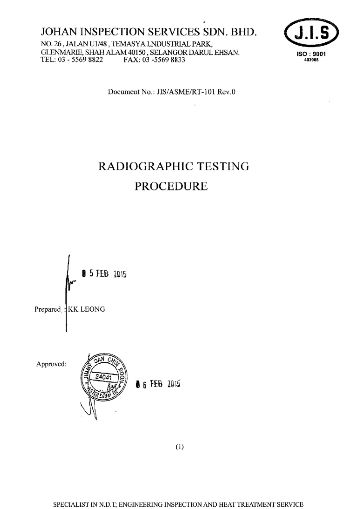 0010.1 RT-JIS - Radiographic Testing Procedure Overview and Guidelines ...