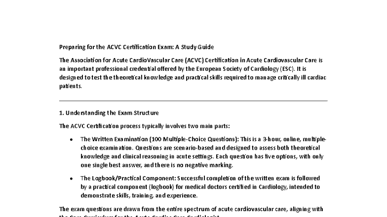 ACVC Certification Exam Study Guide: Key Resources & Topics - Studocu