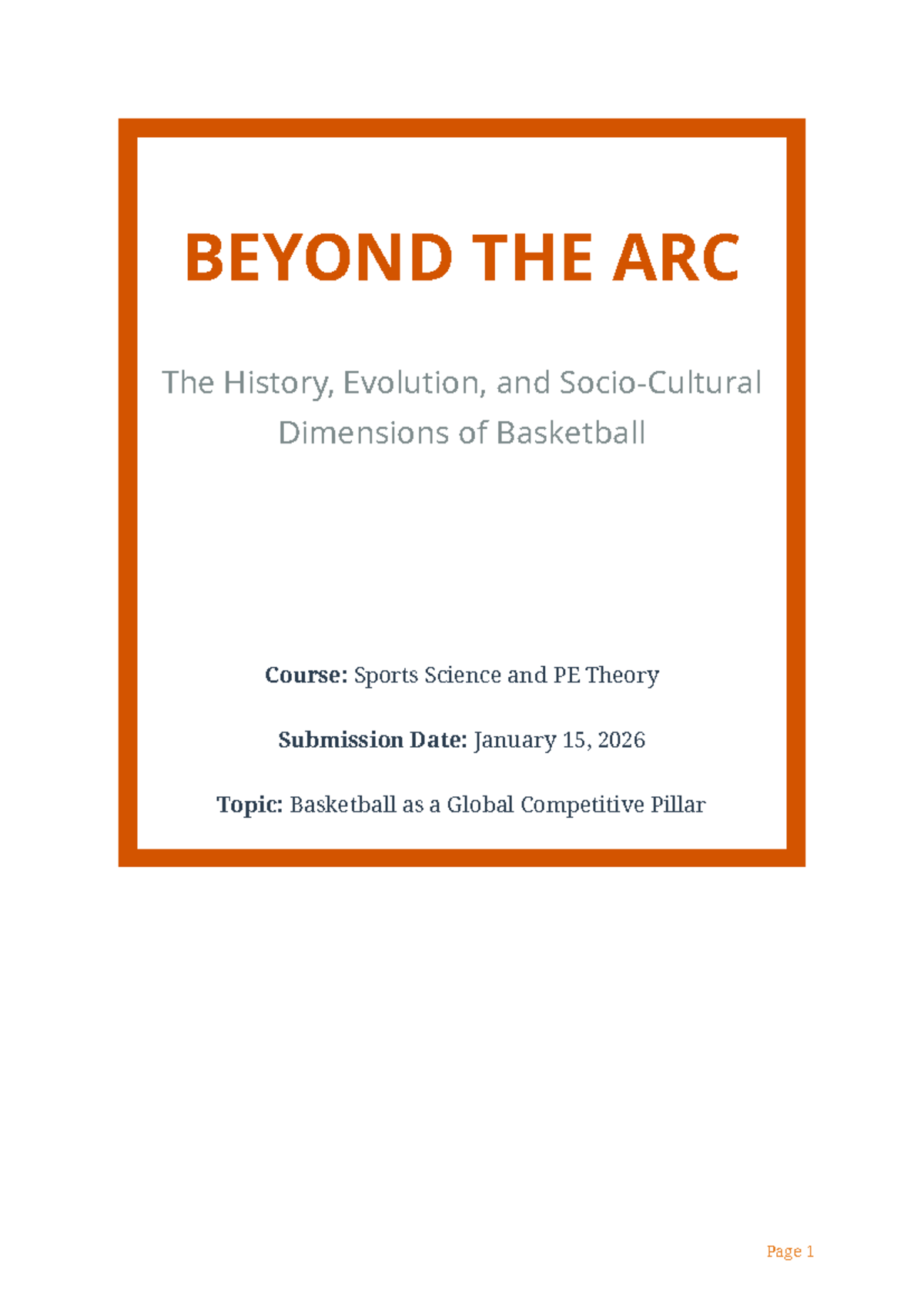 BEYOND THE ARC: The Evolution of Basketball in Sports Science (PE ...