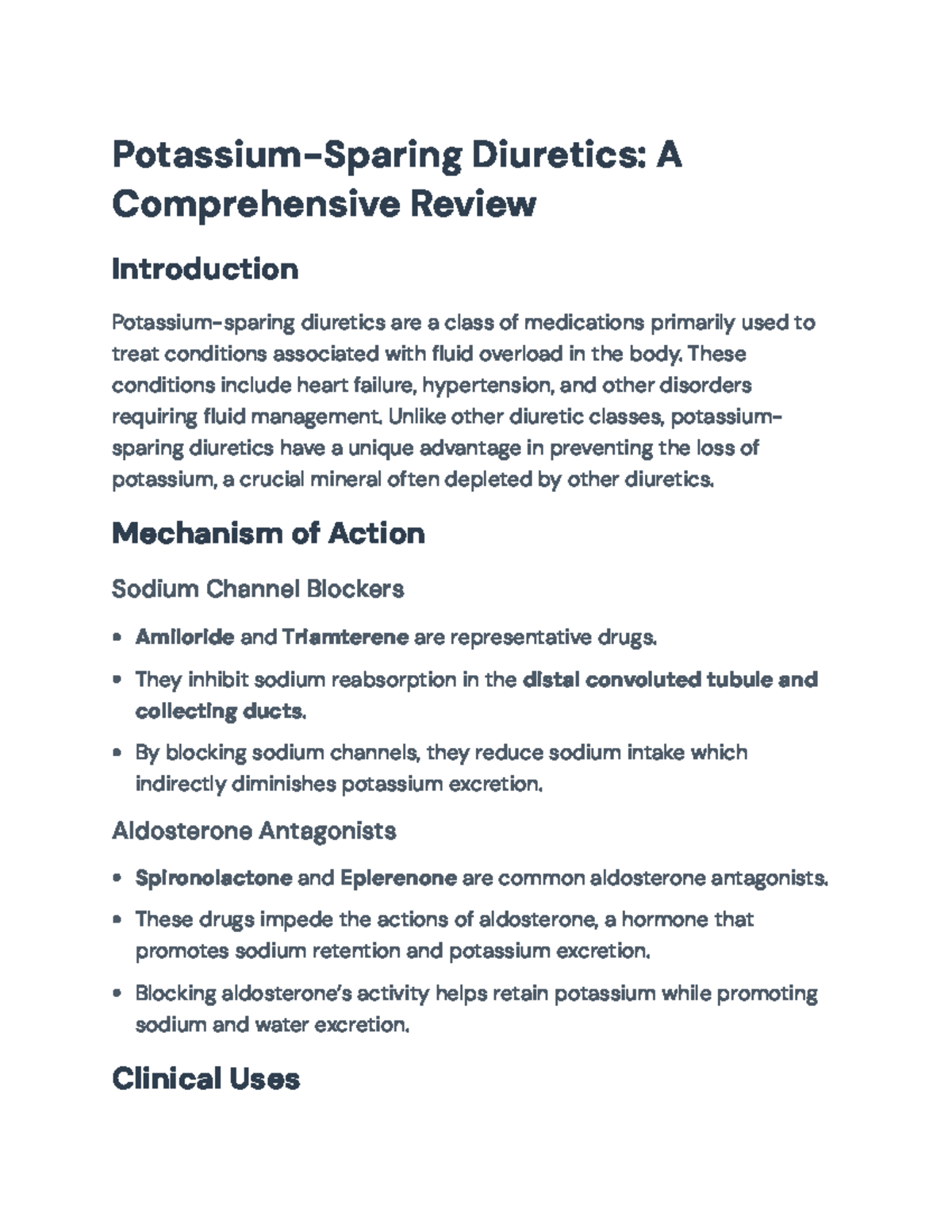 Potassium-Sparing Diuretics: Mechanisms, Uses, and Risks - Review ...
