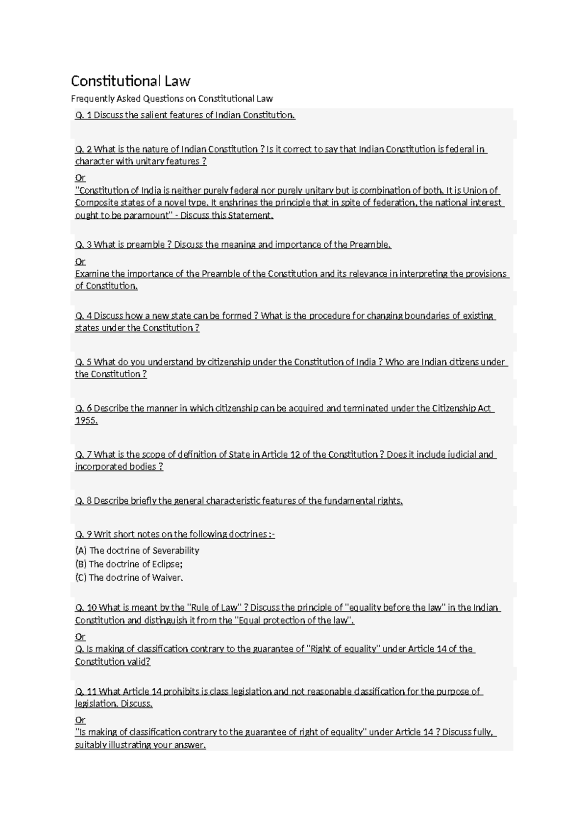 Constitutional Law FAQs: Key Concepts and Principles Explained - Studocu