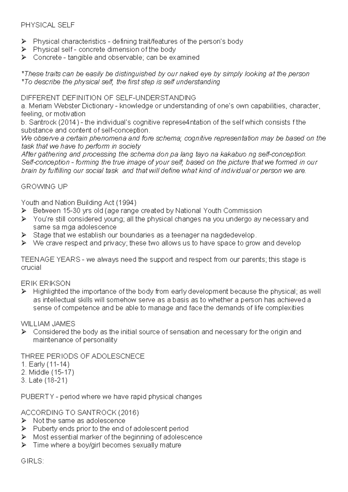Physical Self Lecture Notes: Understanding Self-Concept & Body Image ...