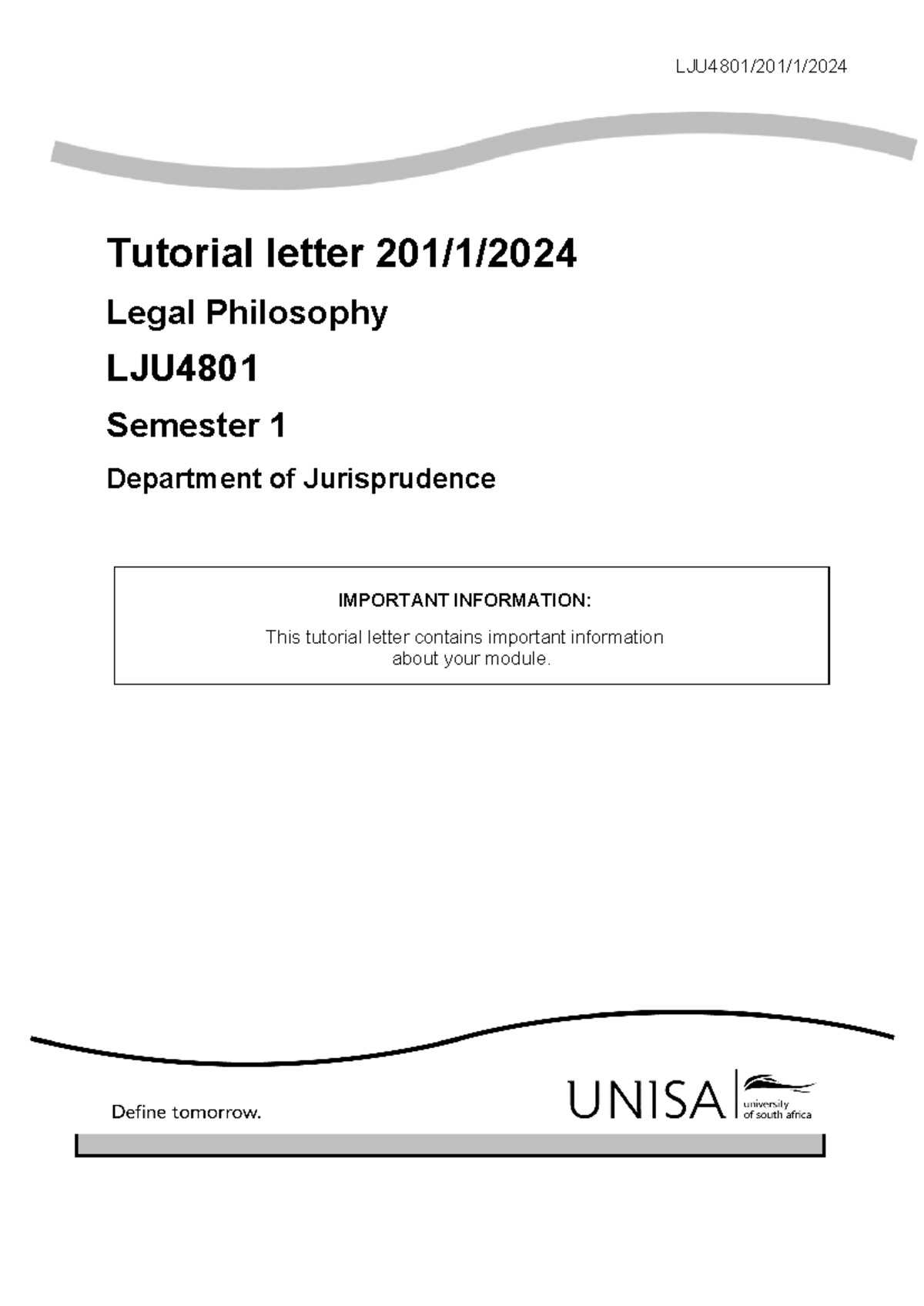 LJU4801/201/1 - Tutorial Letter: Compulsory Assignments & Exam Info ...