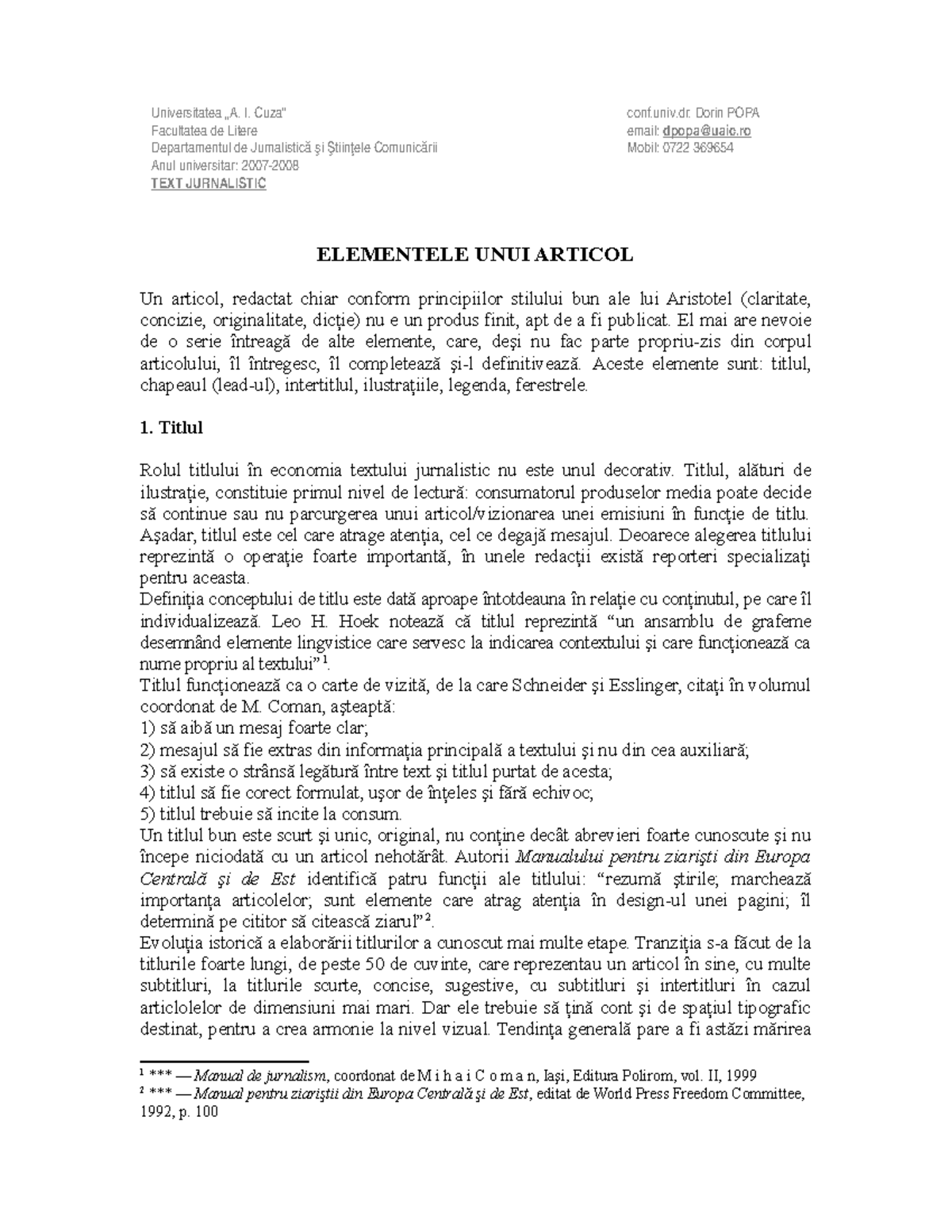 Elementele Esenţiale ale Articolului în Jurnalism: O Privire Generală ...