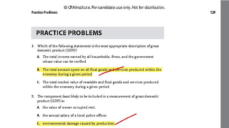 CFA1 ECON 2024 Practice Problems on GDP and Economic Growth - Studocu