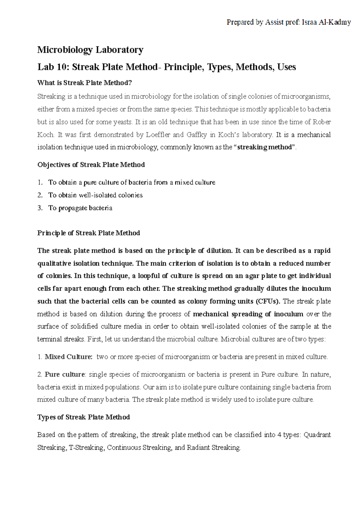 Microbiology Lab 10: Streak Plate Method Overview and Applications ...