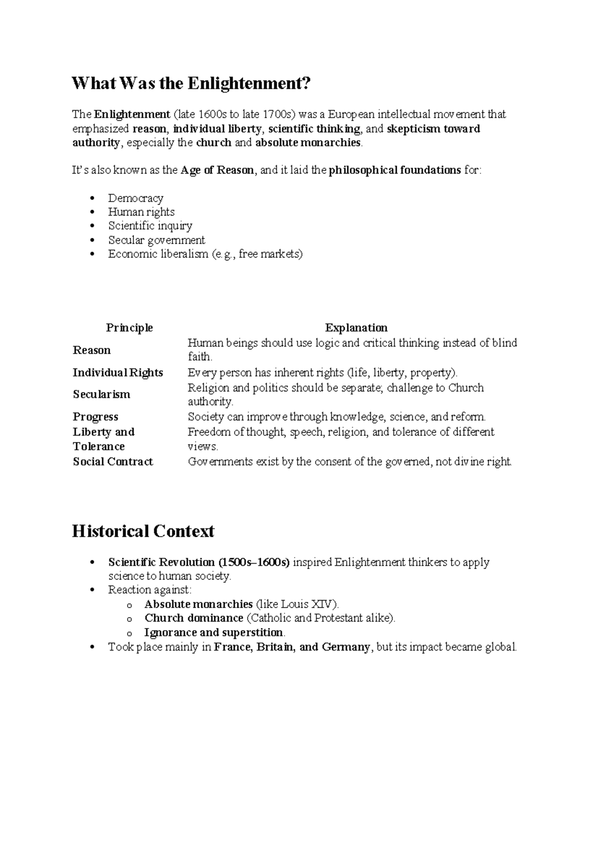 Enlightenment Overview: Key Ideas, Thinkers, and Impact (HIST 101 ...