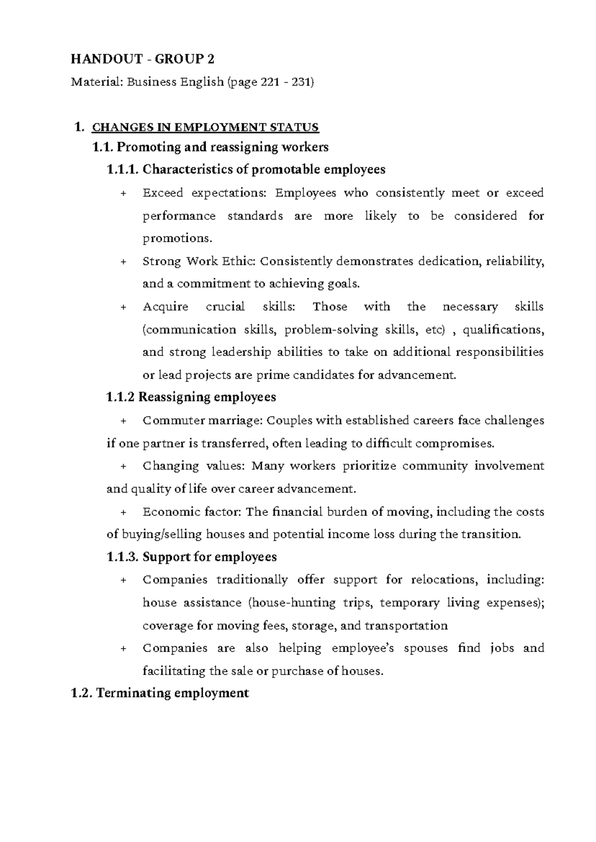 Handout - Group 2 - Nkj - HANDOUT - GROUP 2 Material: Business English ...