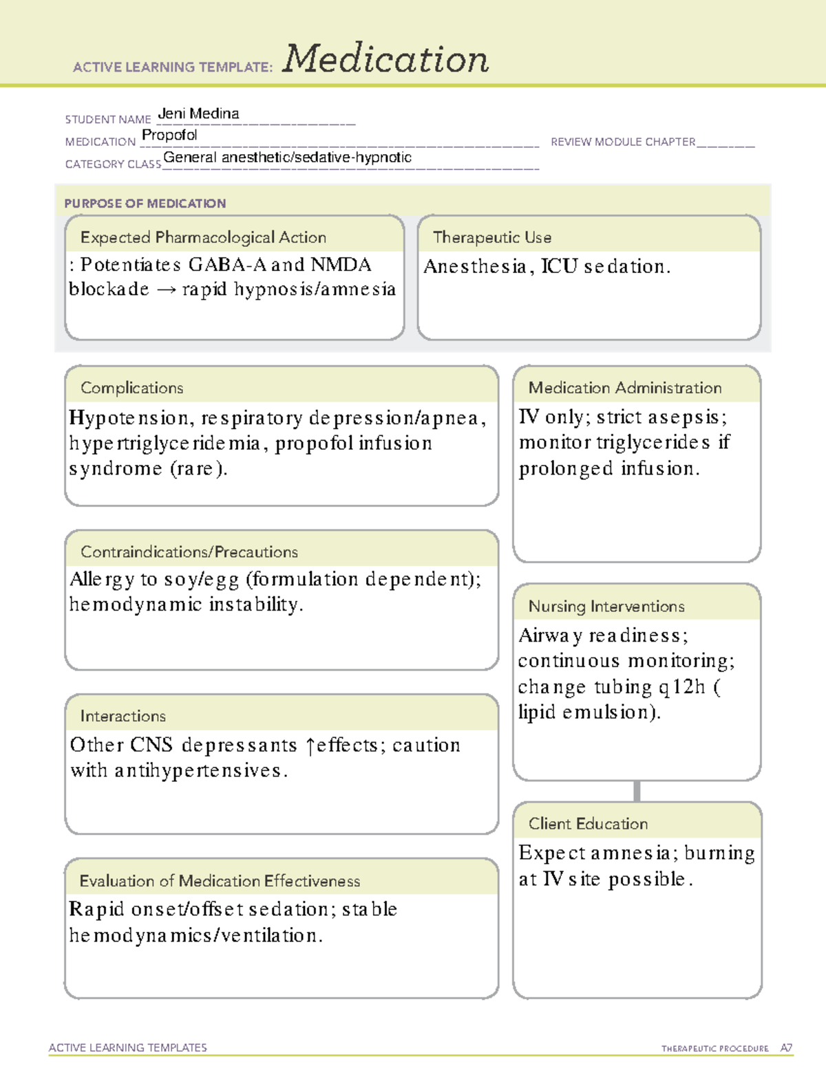 Propofol - Drug Cards - ACTIVE LEARNING TEMPLATES TherapeuTic procedure ...