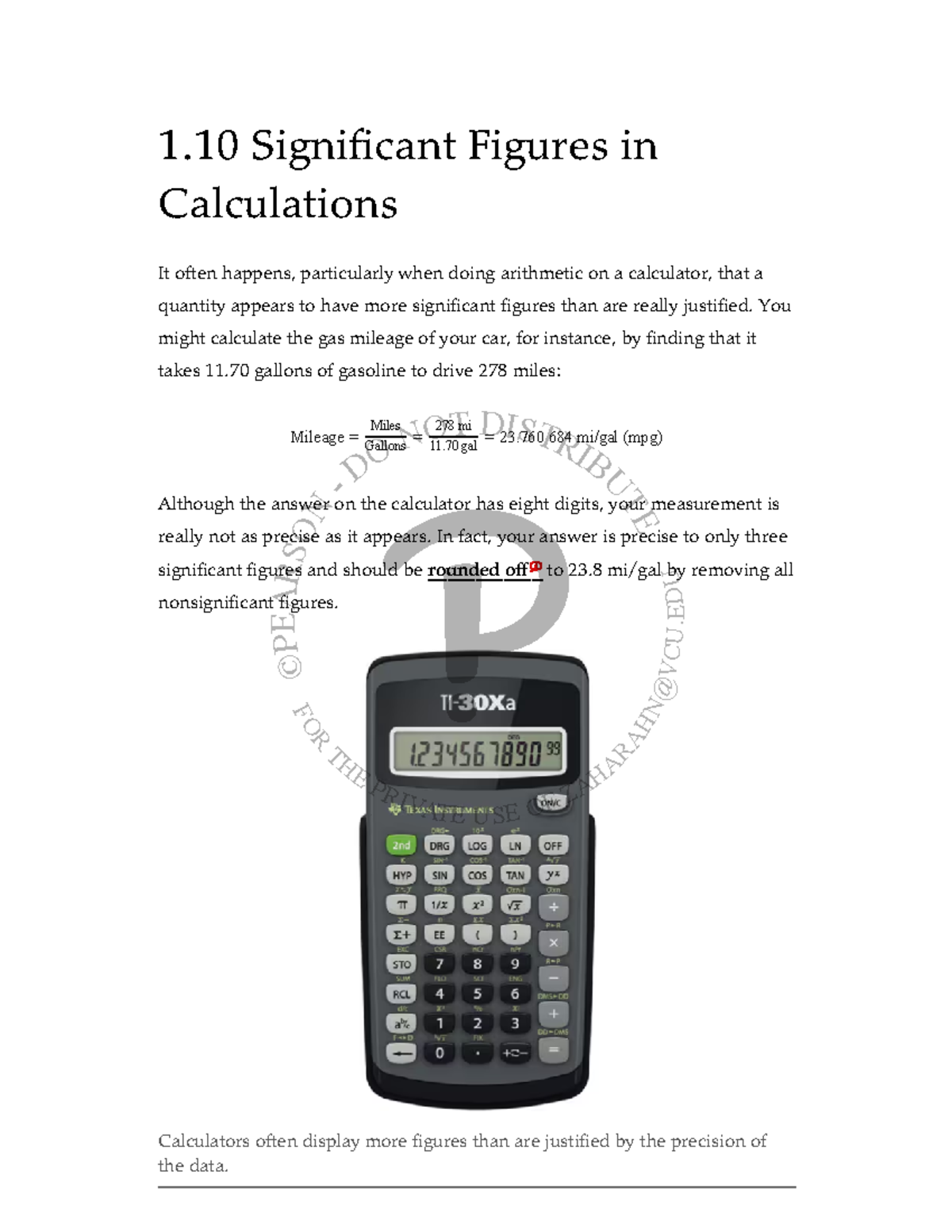 Significant Figures in Calculations (Course Code: 1.10) - 1 Significant ...