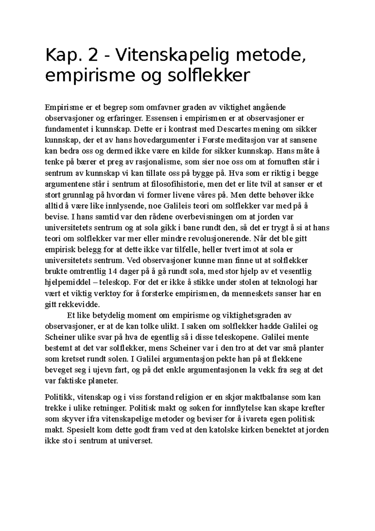 Vitenskapelig metode, empirisme og solflekker - Kap. 2 - Vitenskapelig ...