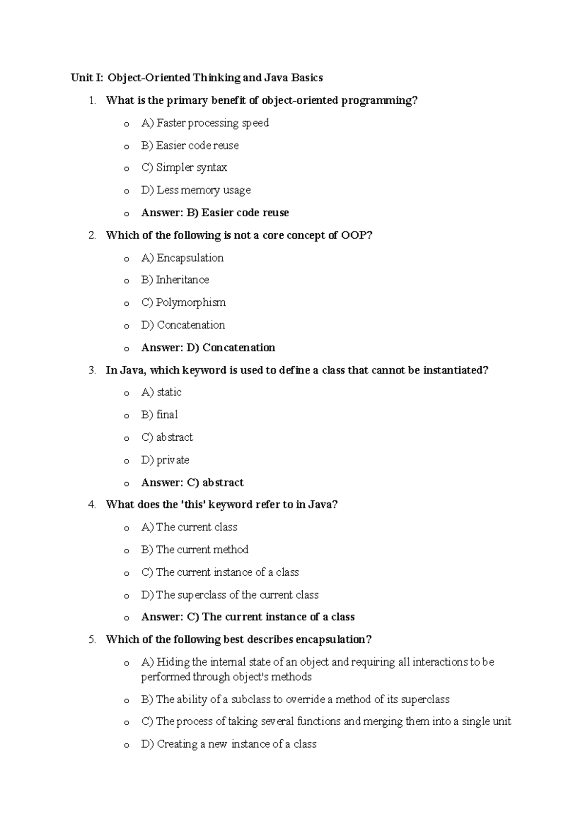 OOPS Through JAVA MCQS - this the list of mcqs for first 2.5 units ...