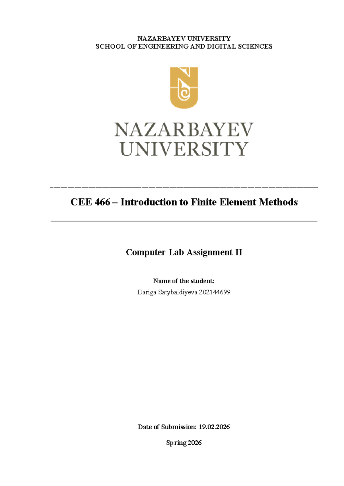 CEE 466 Lab Assignment II: Finite Element Methods Analysis - Studocu