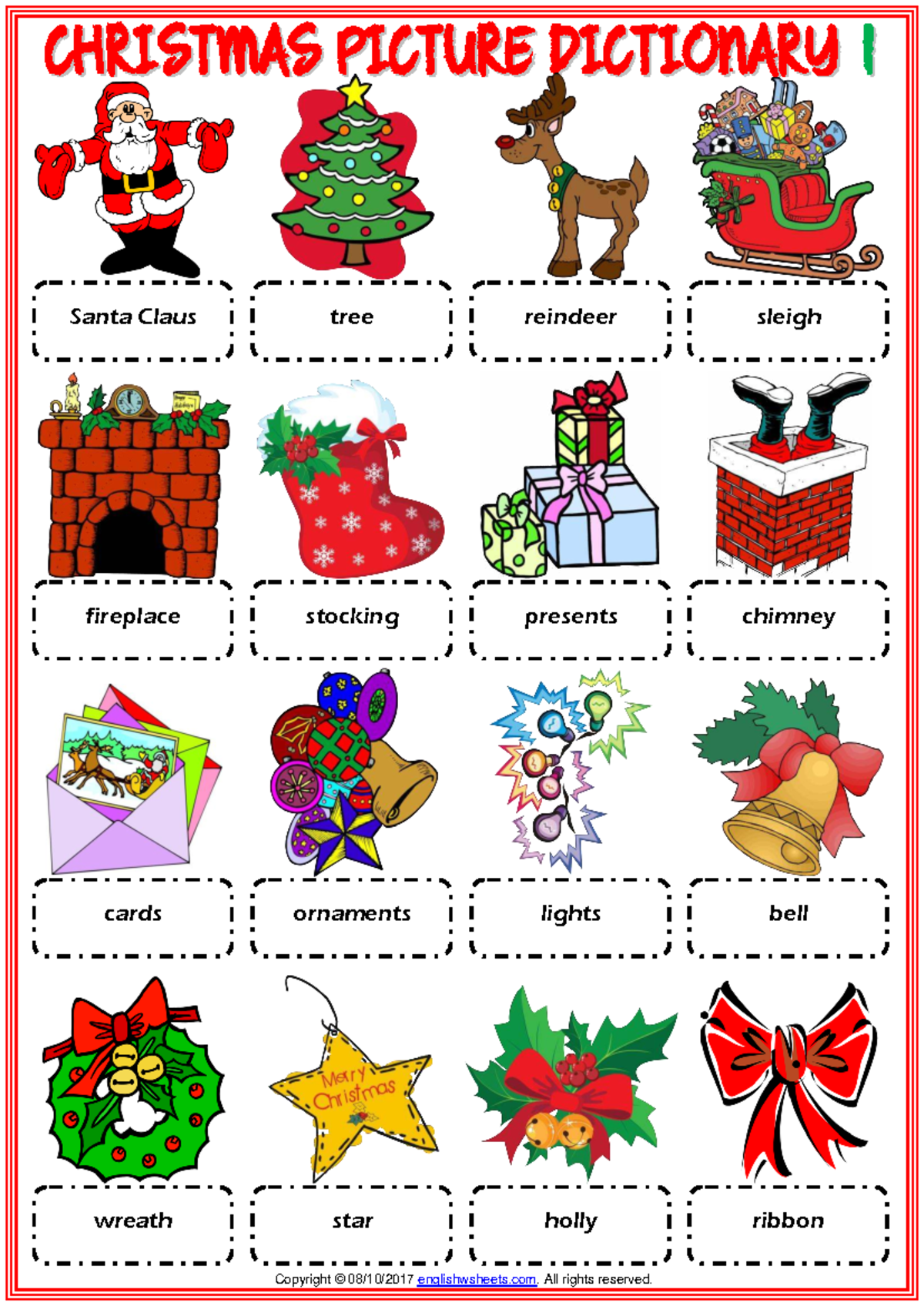 ESL Christmas Vocabulary Picture Dictionary for Kids - Studocu