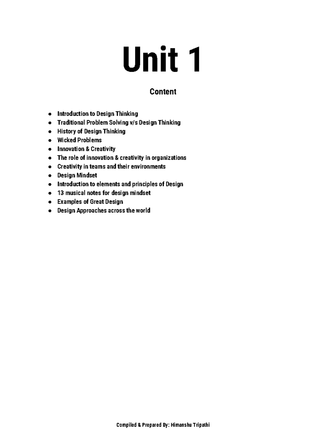 Unit 1 - Comprehensive Notes on Design Thinking Concepts and Principles ...