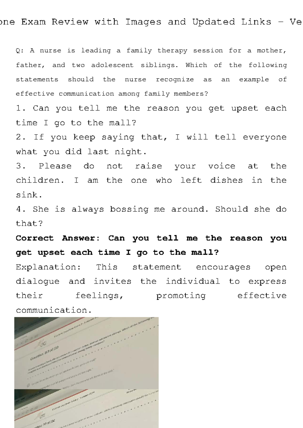 Capstone Exam Review: Effective Family Communication & Discharge ...