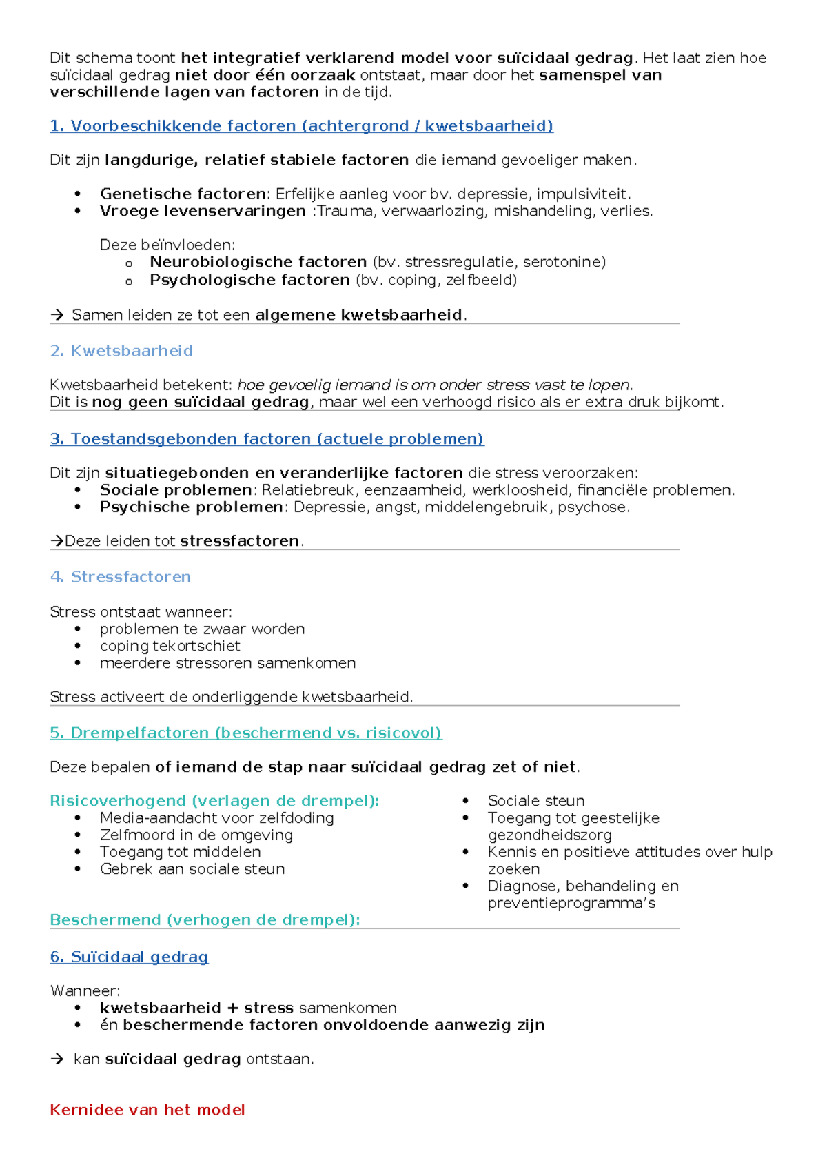 SUI 101: Integratief en Motivationeel Model van Suïcidaal Gedrag - Studocu