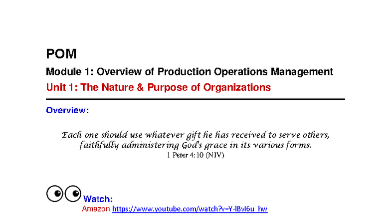 POM 101: Overview of Production Operations Management Modules - Studocu