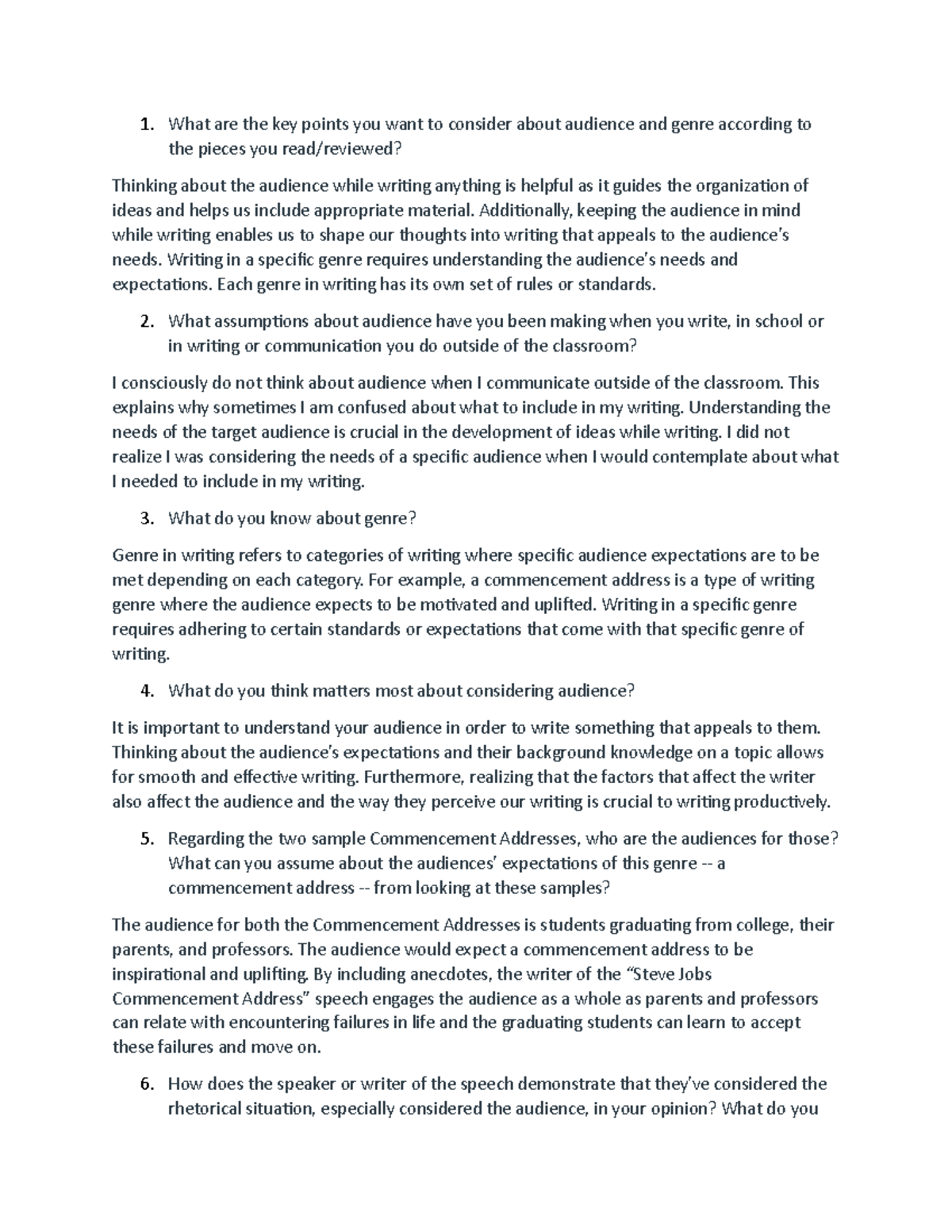 P1.1 Audience and Genre - What are the key points you want to consider ...