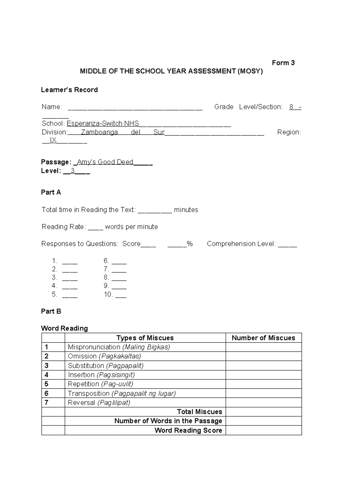 Phil-IRI-Form-3 - ESS - Form 3 MIDDLE OF THE SCHOOL YEAR ASSESSMENT ...