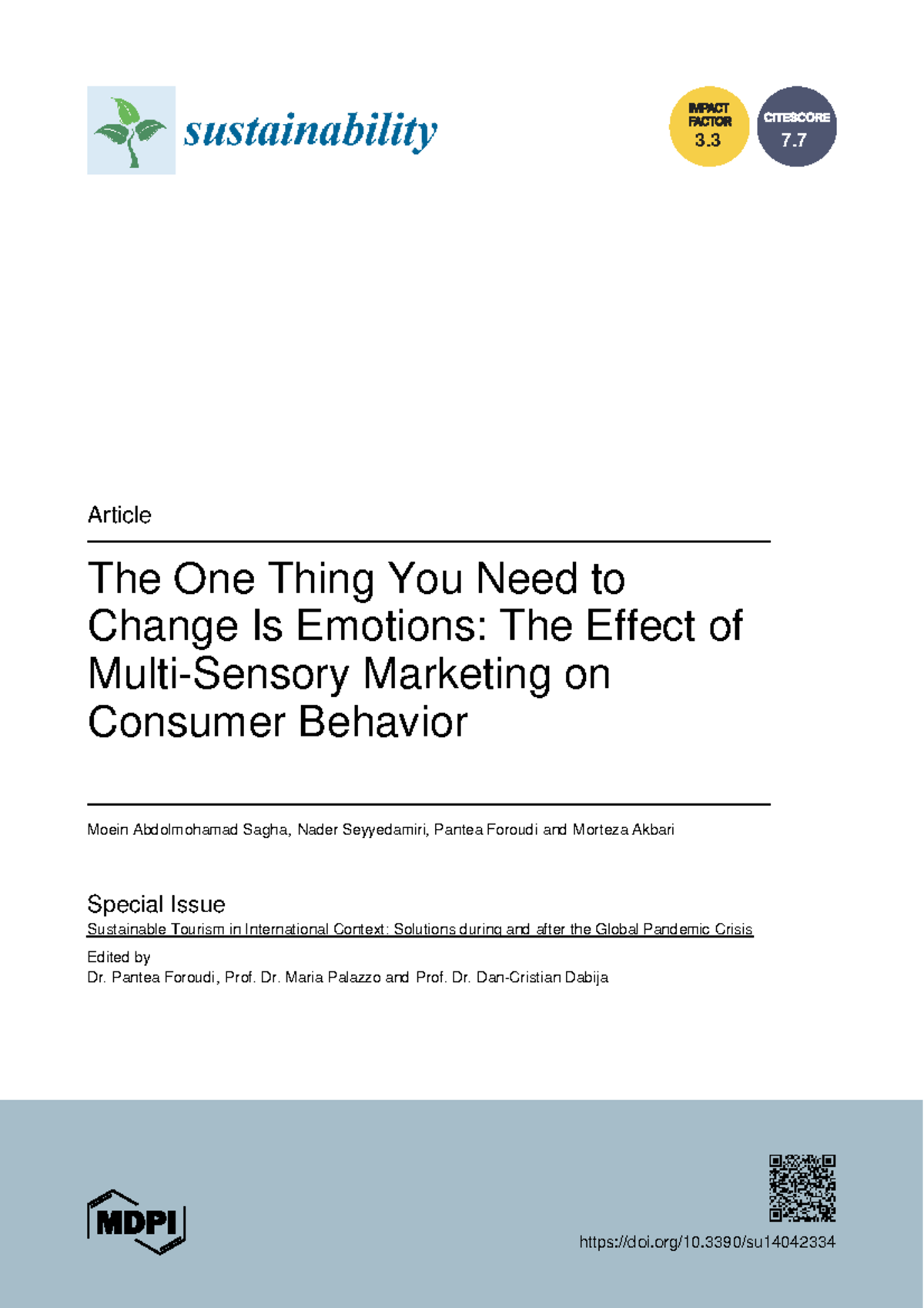 Sustainability 14 02334: The Impact of Emotions in Marketing on ...