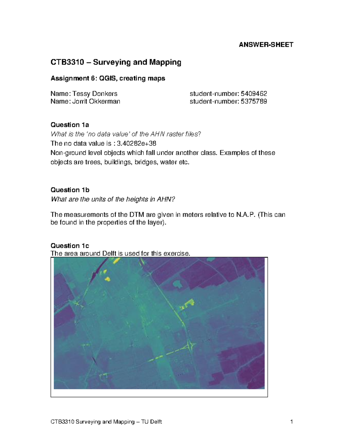 CTB3310 – Surveying and Mapping assignment 6 - CTB3310 Surveying and Mapping – TU Delft 1 ...