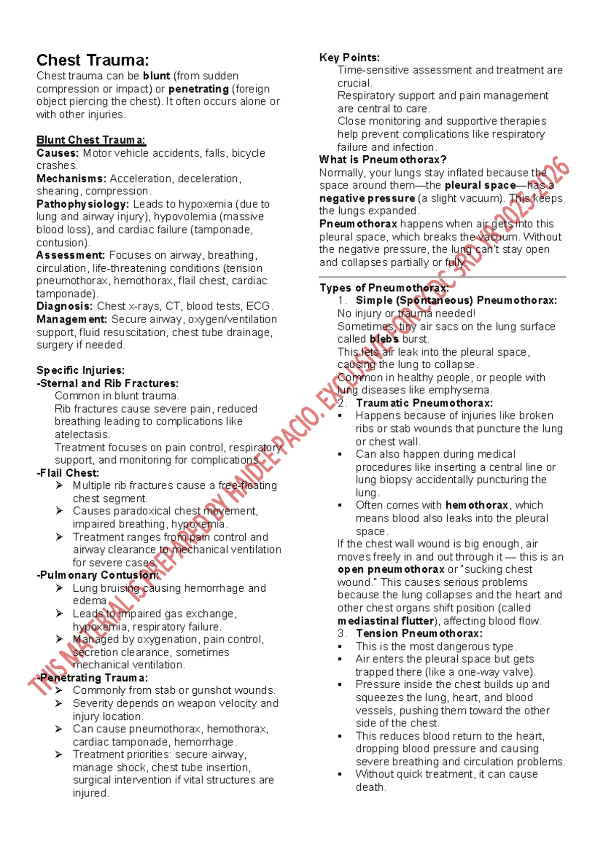 Chest Trauma Management and Nursing Interventions: Key Concepts (MED ...