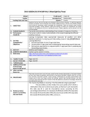 IV-Day 40 - plan - DAILY LESSON LOG OF M10SP-IVh-j-1 (Week Ten-Day Four ...