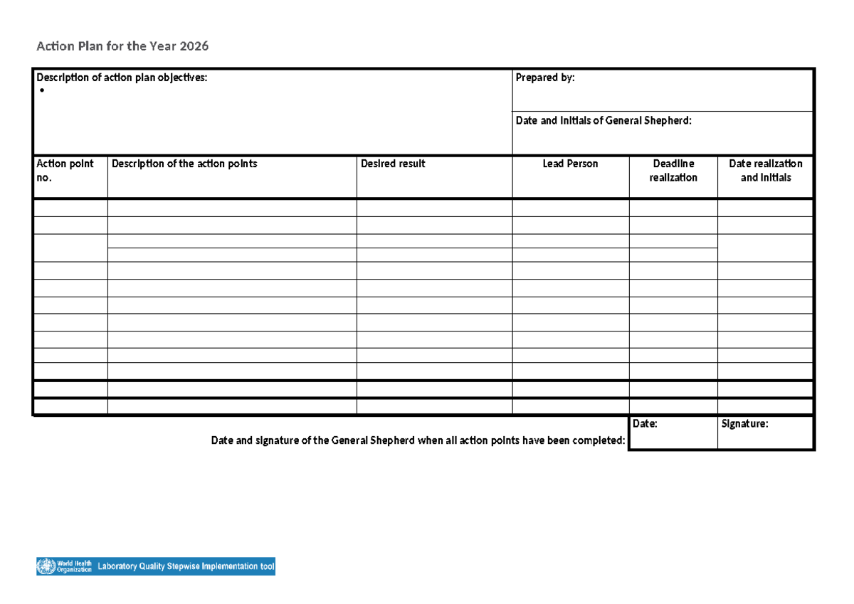 Template of Action plan - Community and public Health - Action Plan for ...
