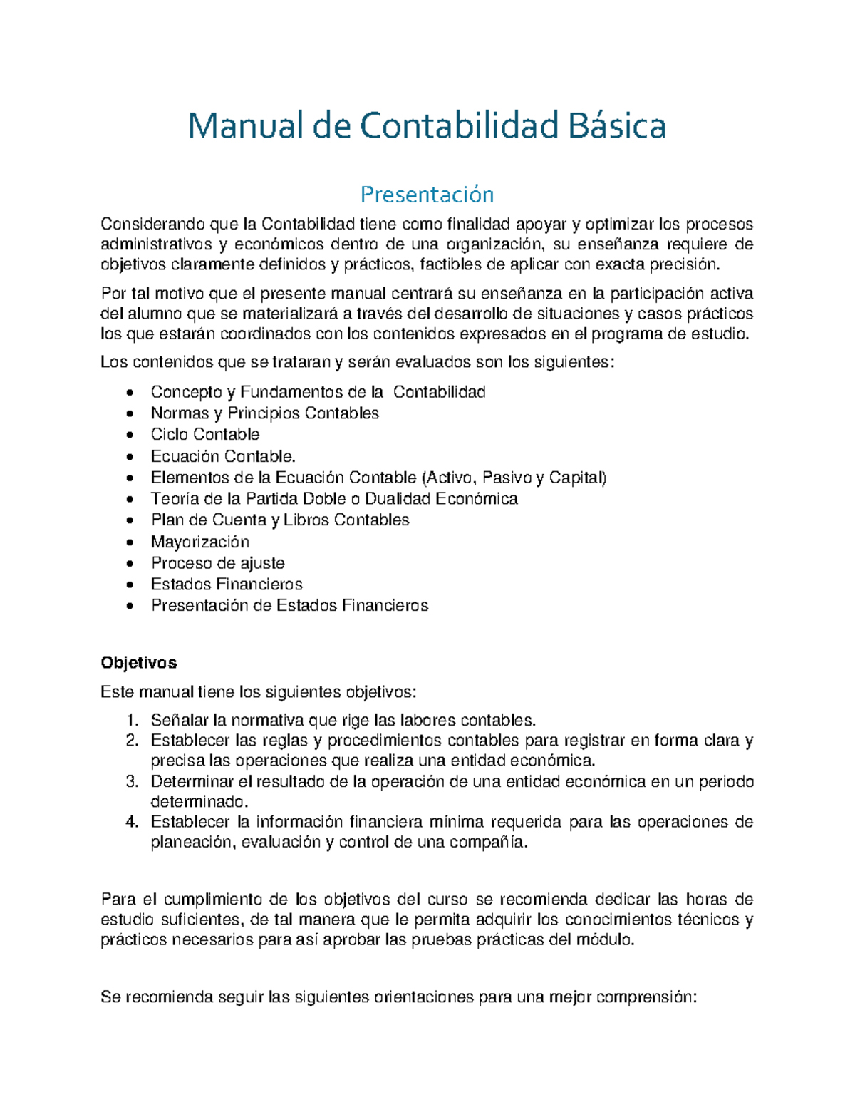 Manual de Contabilidad Básica moodle - Manual de Contabilidad B·sica PresentaciÛn Considerando ...