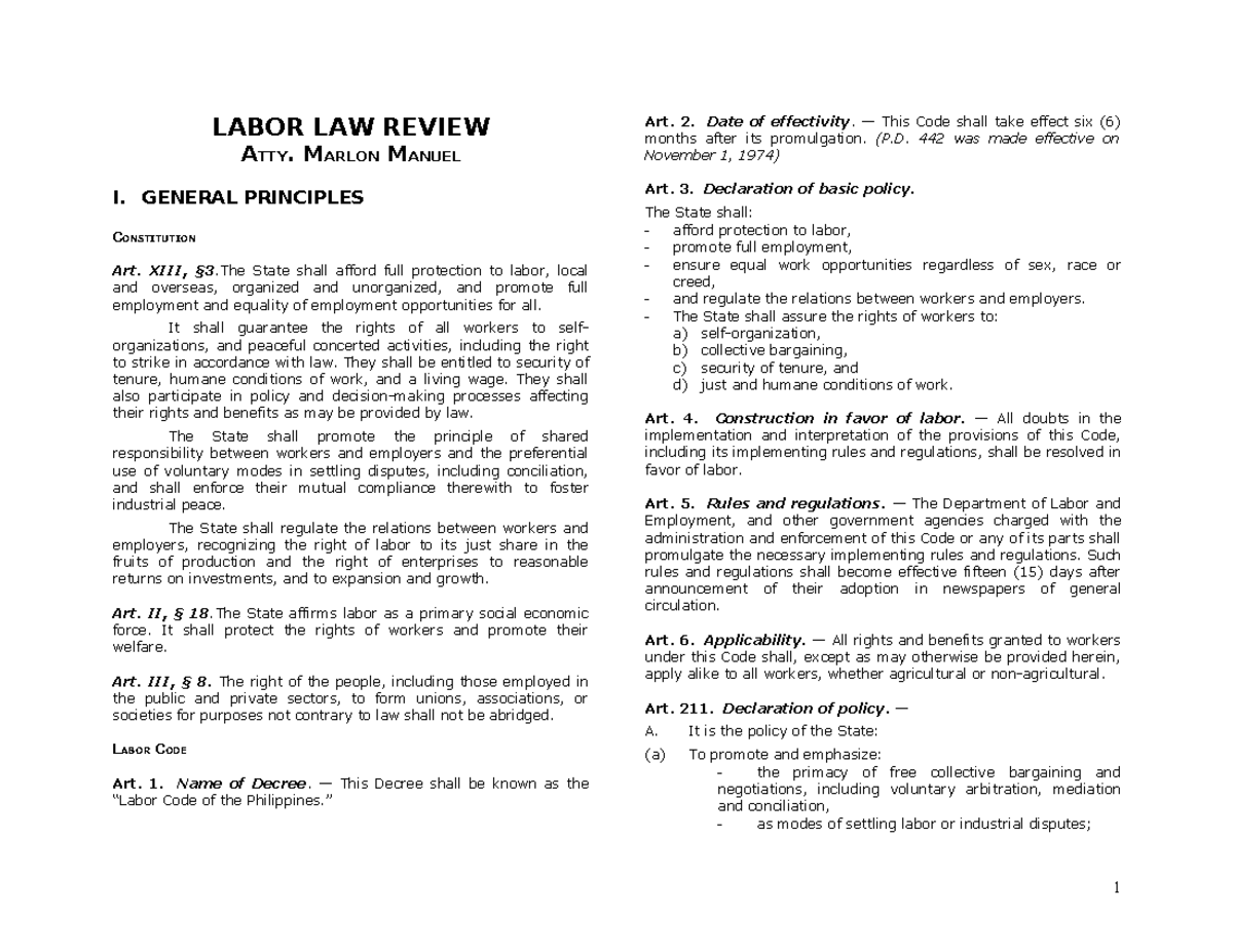 Notes legal forms - LABOR LAW REVIEW ATTY. MARLON MANUEL I. GENERAL ...