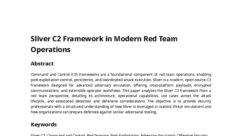 Sliver C2 Framework: Insights for Modern Red Team Ops - Studocu