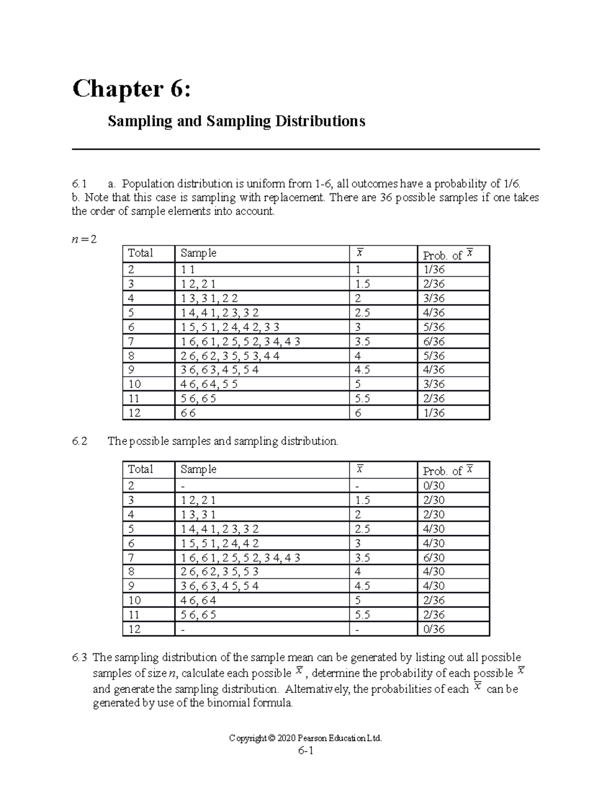Newbold SBE9e ISM CH06 - Chapter 6: Sampling and Sampling Distributions ...