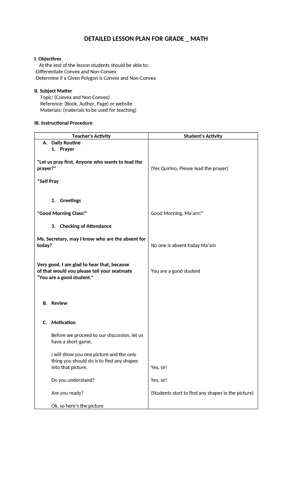 Dlp template - help - DETAILED LESSON PLAN FOR GRADE _ MATH I ...