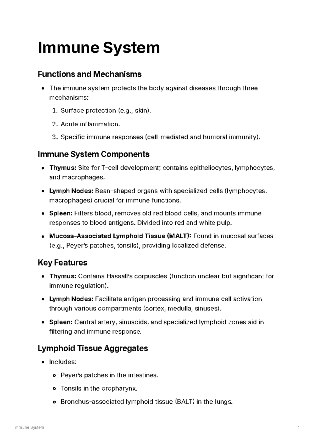 Immunology Lecture Notes: Immune System Histology Overview - Studocu