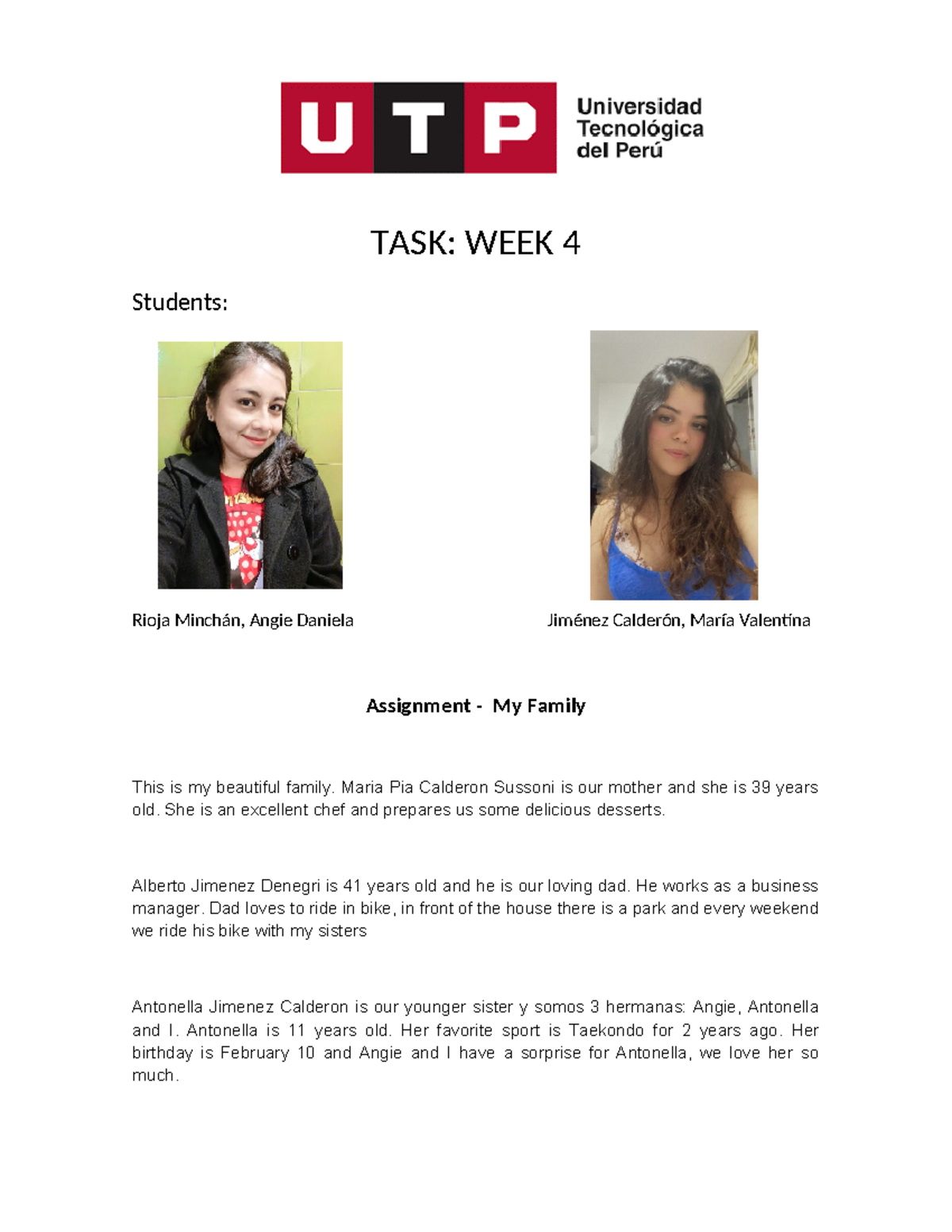 Week 04 - Task Assignment: My Family Overview and Details - Studocu