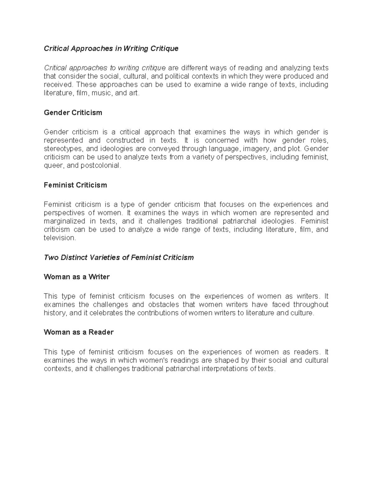 EAPP - Gender Criticism: Analyzing Texts Through Gender Perspectives ...