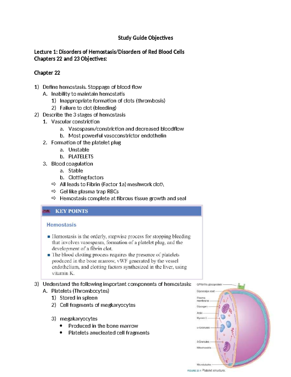 Study Guide Objectives Lectures 1 & 2: Disorders of Blood Cells Patho Summer - Studocu