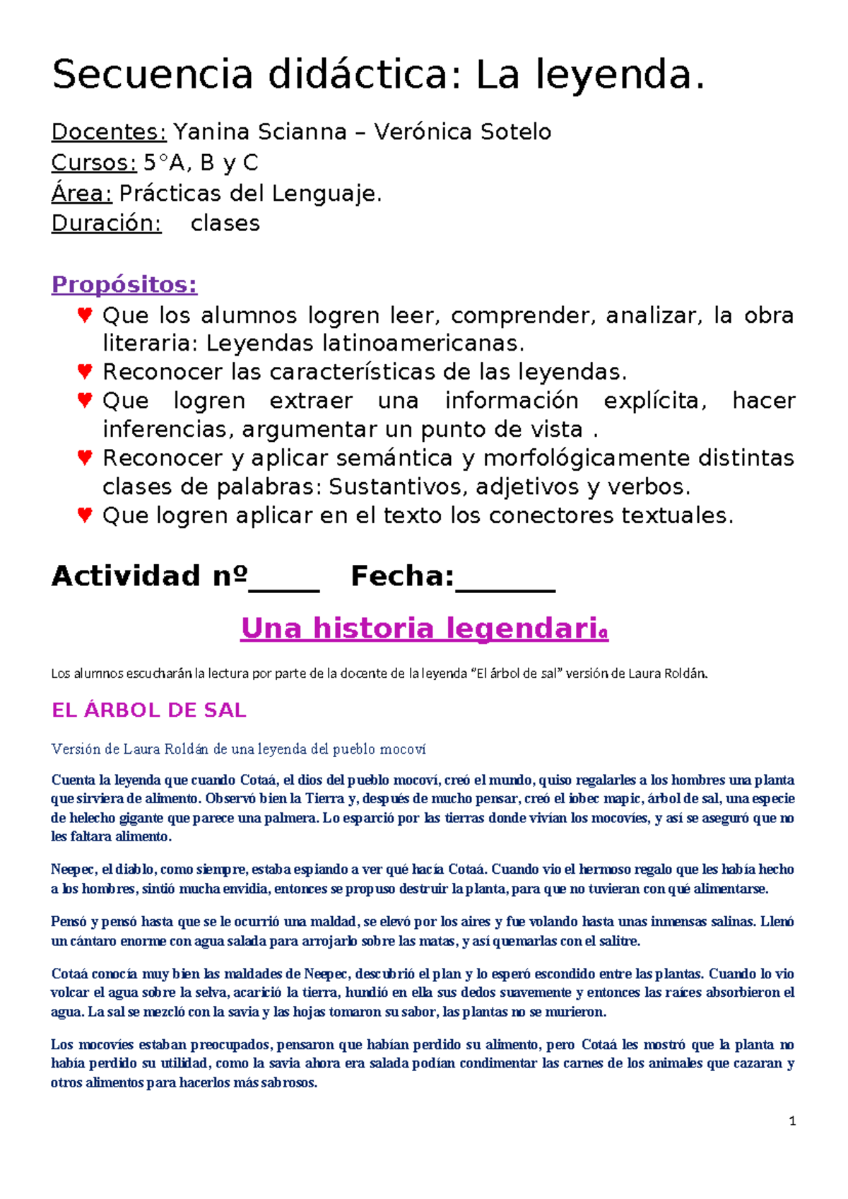 Secuencia Didáctica: Leyendas Latinoamericanas en 5° Prácticas del ...