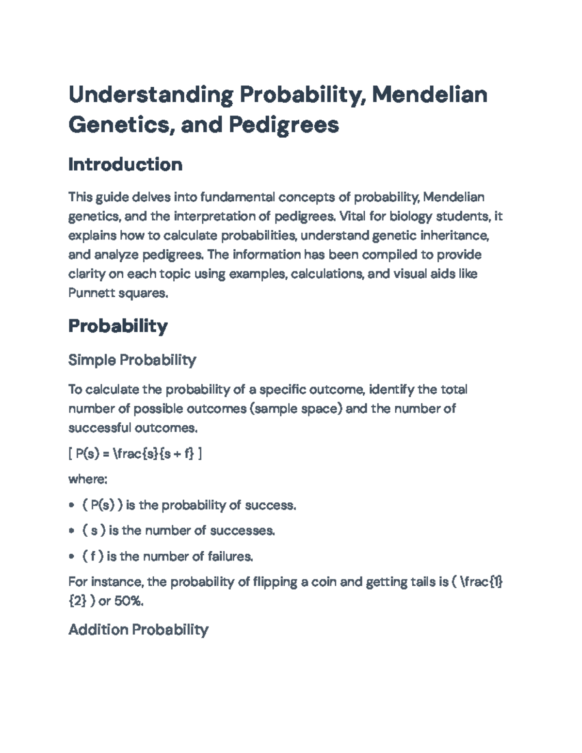 Understanding Probability and Mendelian Genetics: A Comprehensive Guide - Understanding ...