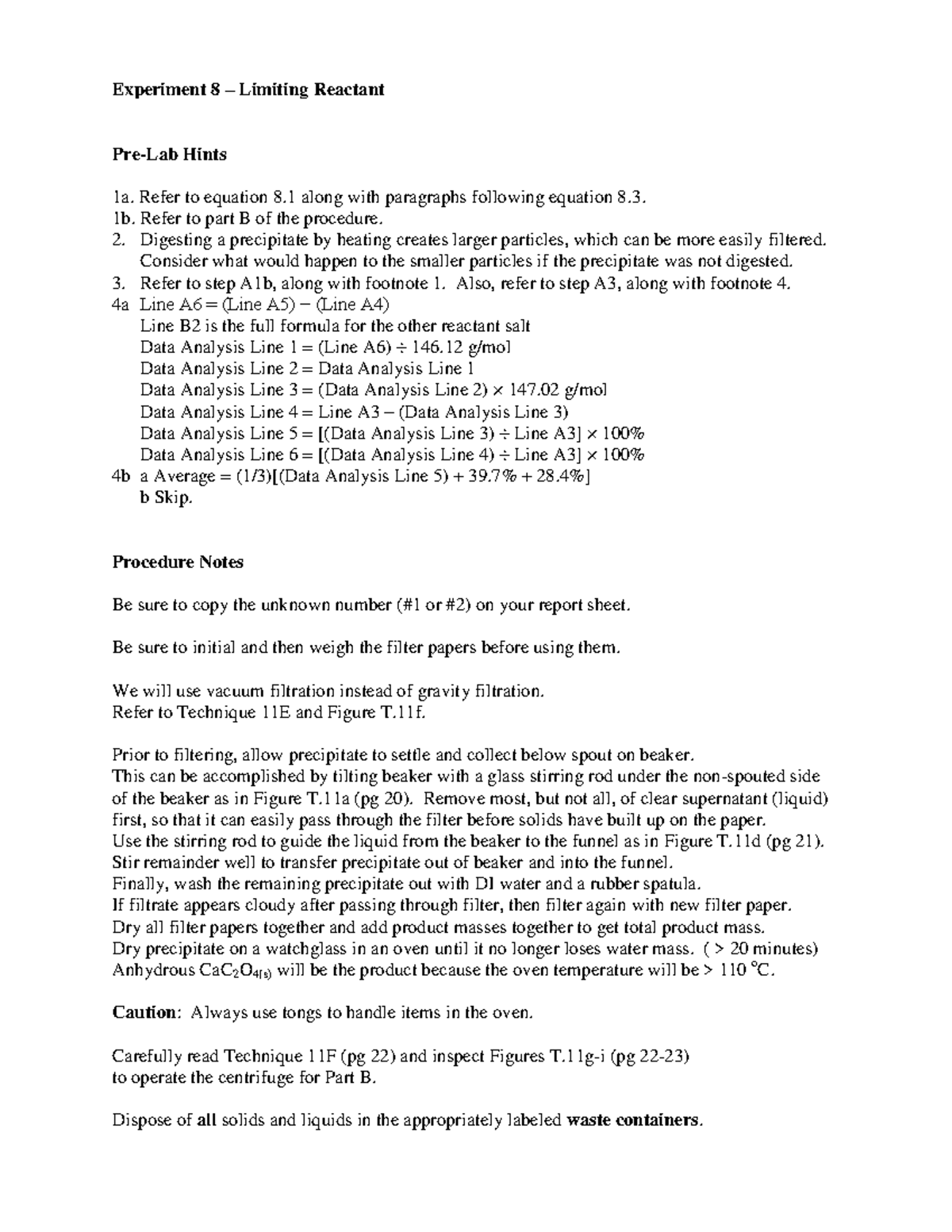 Chem1300-lab 8 calculation instructions - Experiment 8 – Limiting ...