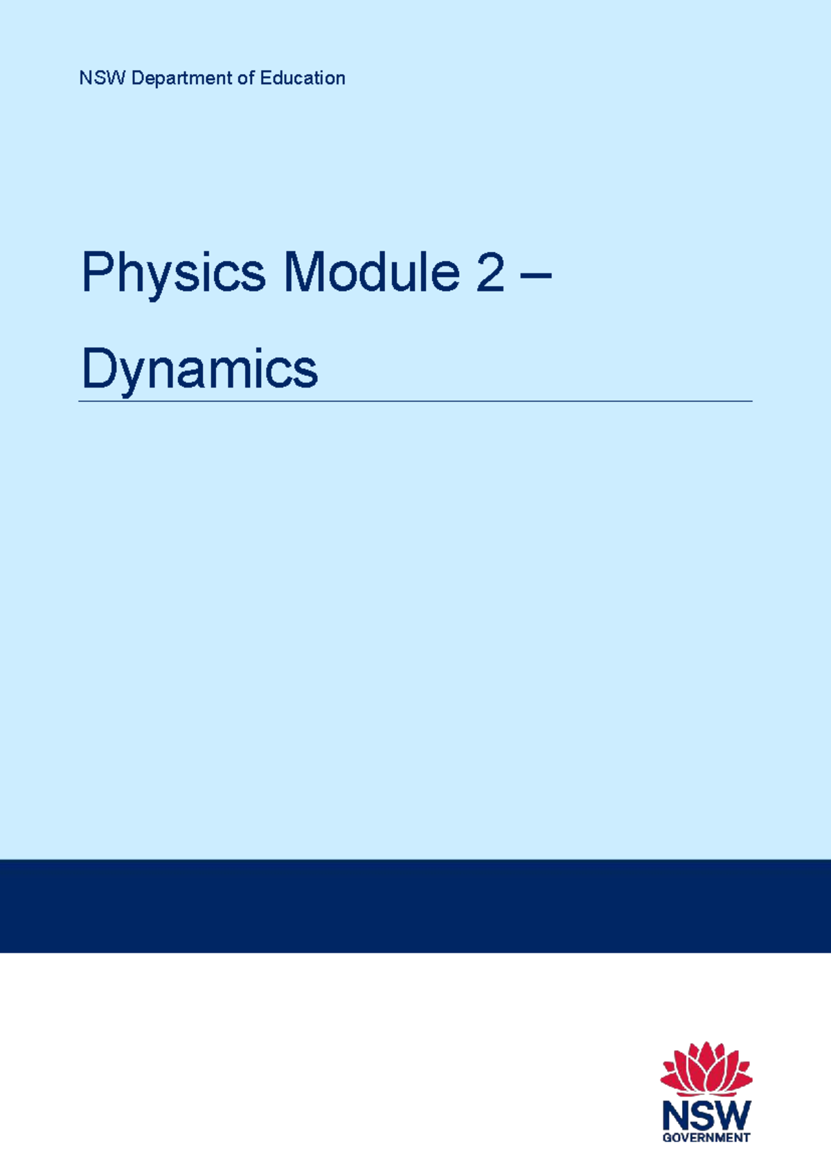 NSW Department of Education Physics Module 2: Dynamics Study Guide ...