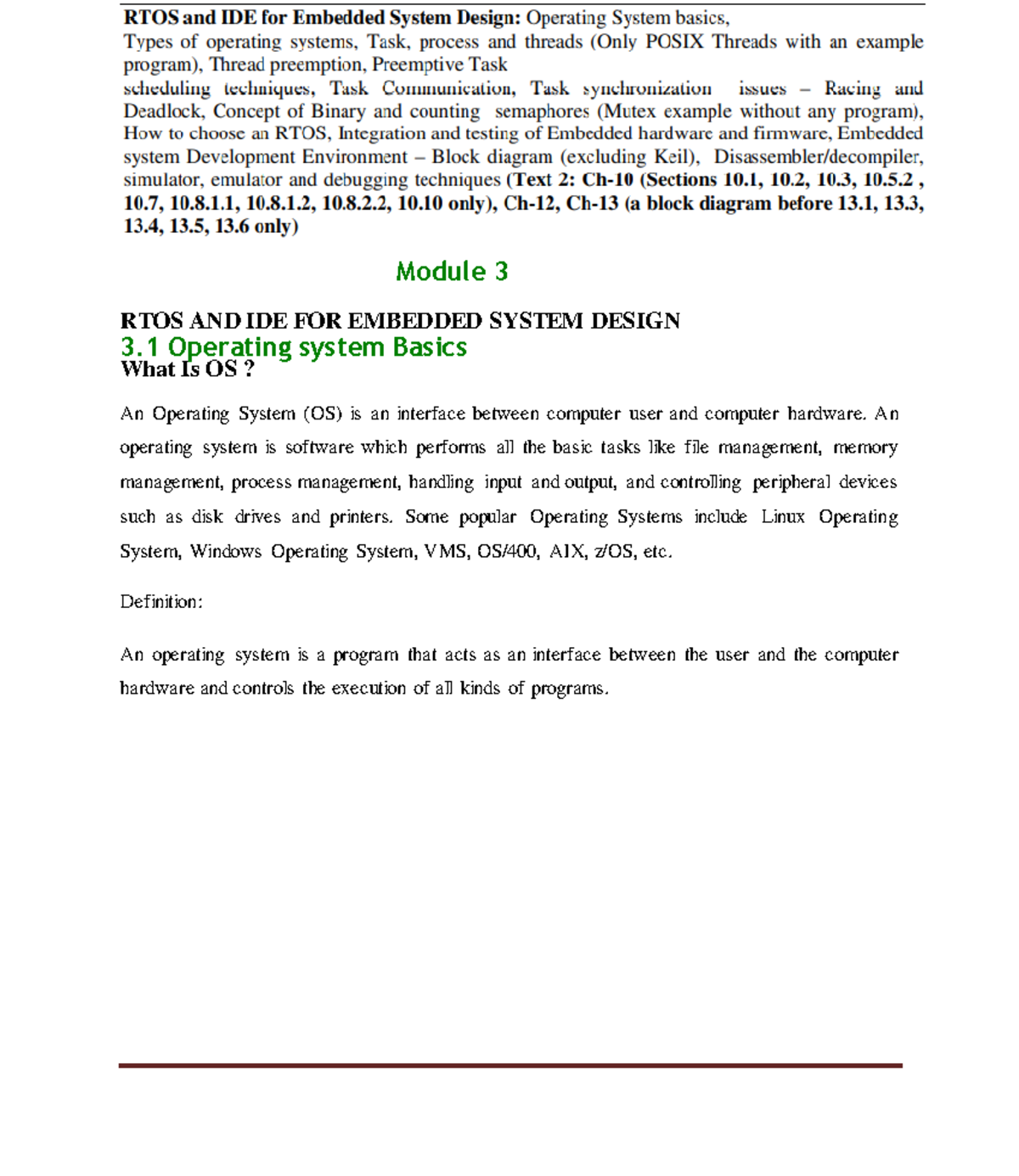 BEC 601 Mod3 - RTOS & IDE for Embedded System Design Overview - Studocu