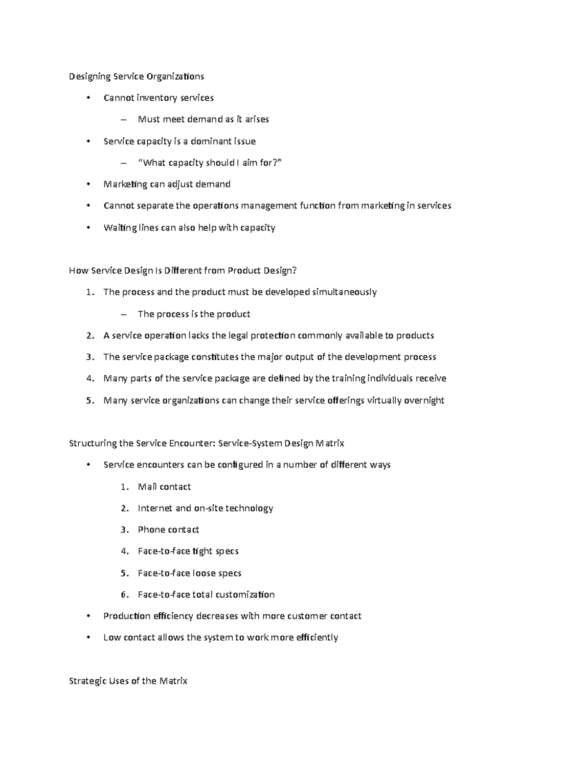 Lecture Notes 9 b - Designing Service Organizations - Cannot inventory ...
