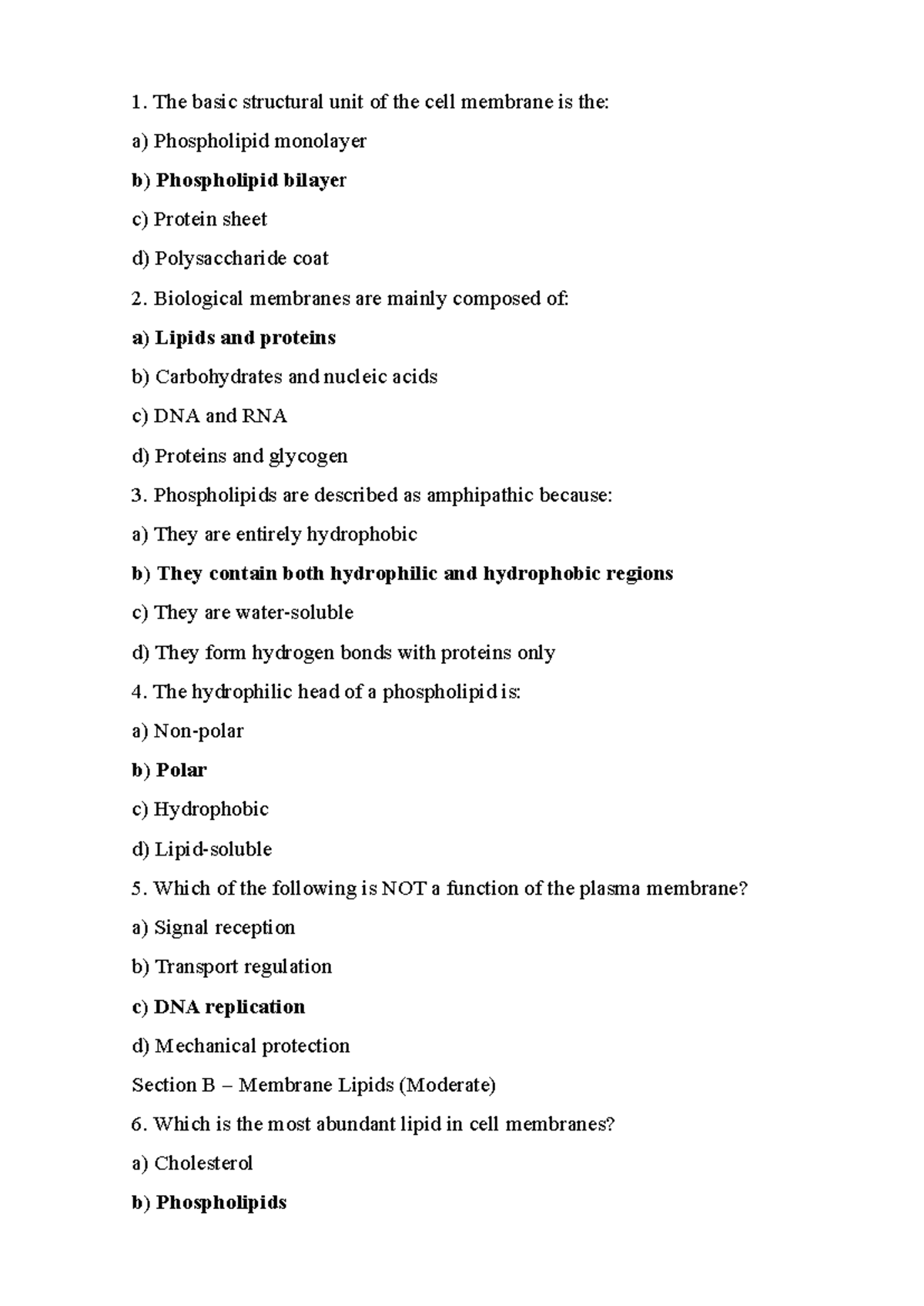 Cell Bio - Membrane Structure & Function Quiz (PPAP) - Studocu