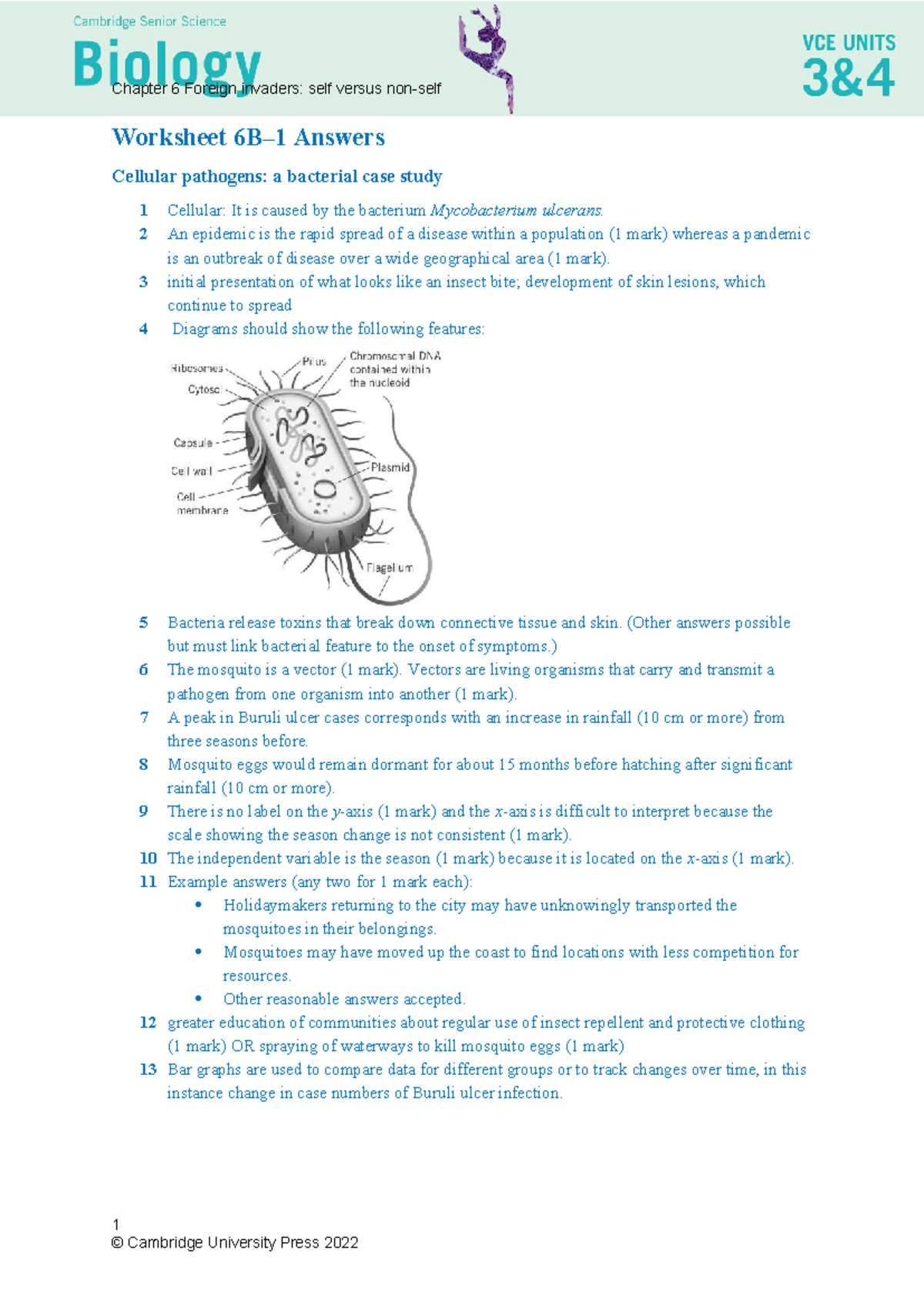 Chapter 6 Worksheet 6B Answers: Cellular Pathogens & Buruli Ulcer - Studocu
