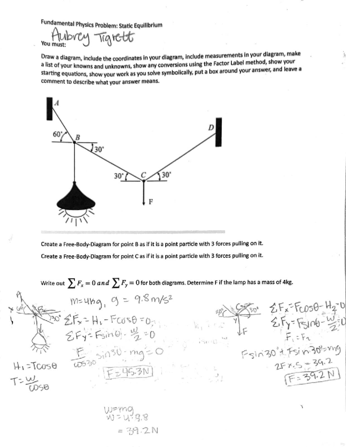 Fundamental Physics: Static Equilibrium Problems (PHYS 101) - Studocu