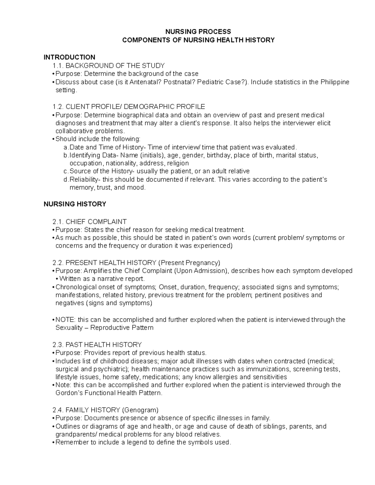 Att - ankahduiash - NURSING PROCESS COMPONENTS OF NURSING HEALTH HISTORY INTRODUCTION 1 ...